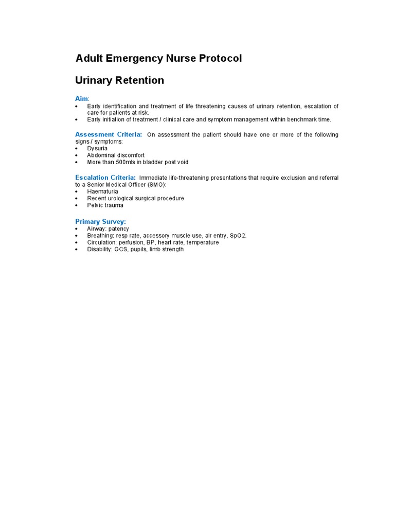Adult Emergency Nurse Protocol | PDF