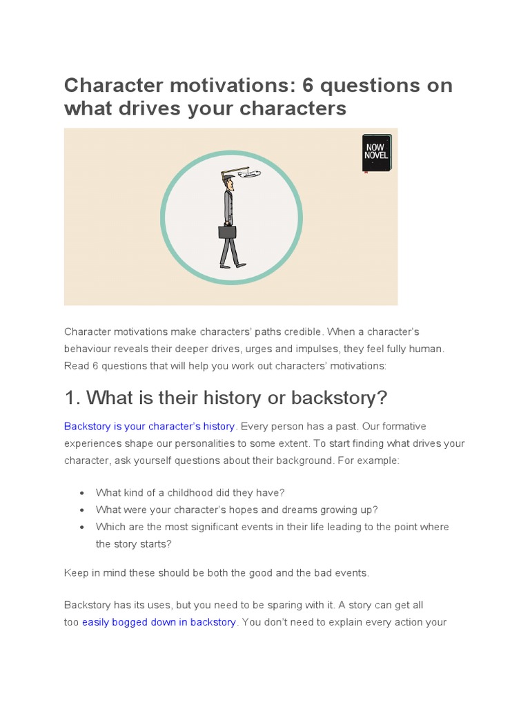 Character Motivations: 6 Questions On What Drives Your Characters | PDF ...