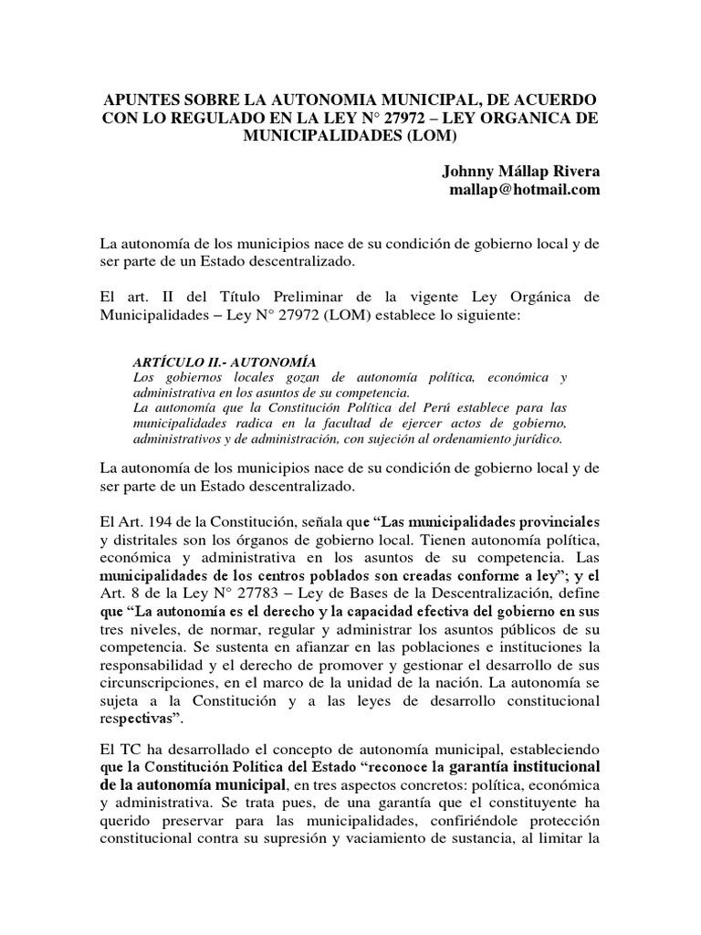 Apuntes Sobre La Autonomia Municipal | PDF | Estado (política ...