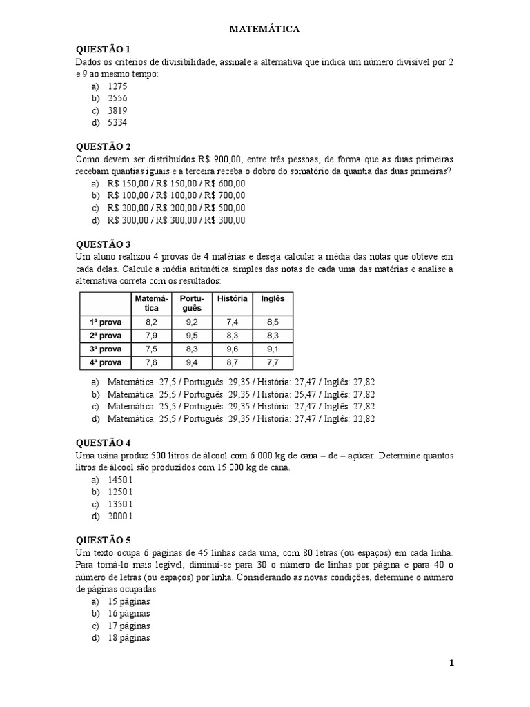 PROVA CFC 2020 Matematica - Prova | PDF | Equações | Conceitos matemáticos PROVA CFC 2020 Matematica - Prova | PDF | Equações | Conceitos matemáticos