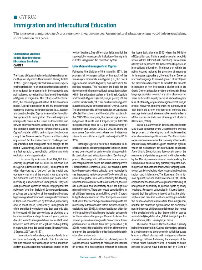 Immigration and Intercultural Education | PDF | Immigration ...