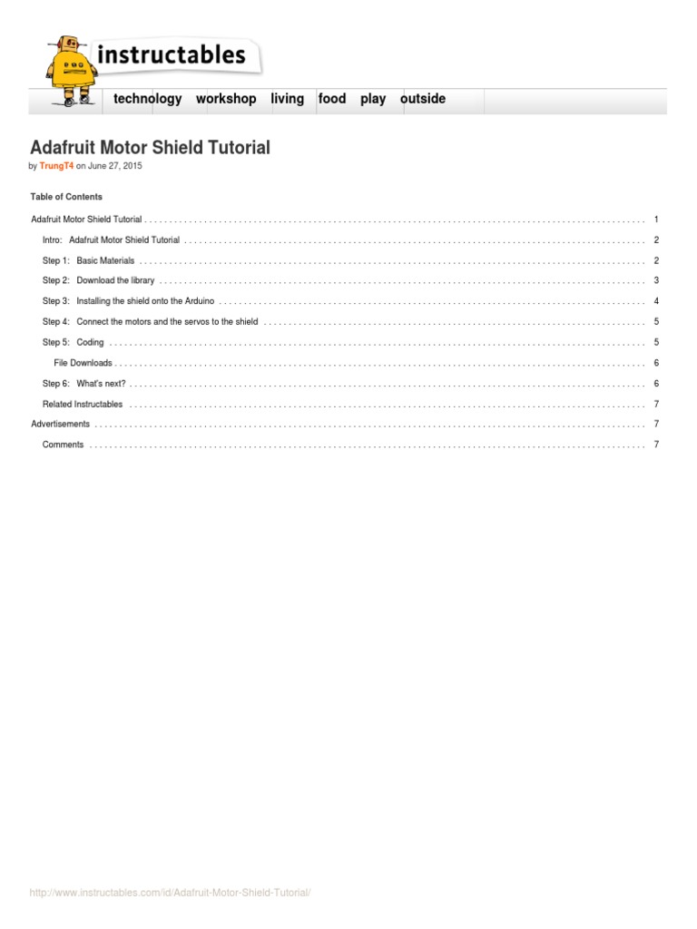 Adafruit Motor Shield Tutorial Pdf Arduino Computing