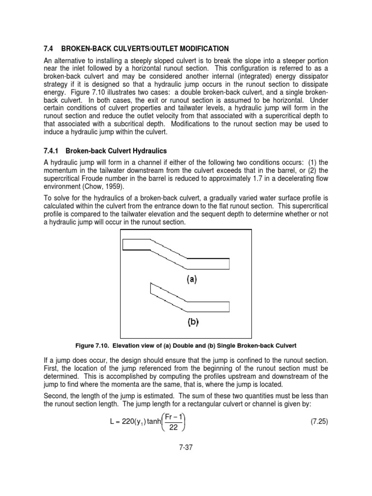7.4 Broken-Back Culverts/Outlet Modification: L FR 1 220 (Y) Tanh 22 ...