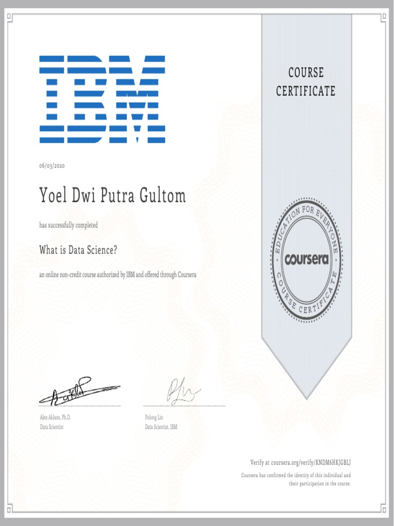 Data Science Course Completion Certificate | PDF