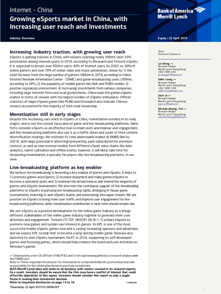 2019 04 Esport China BAML PDF | PDF