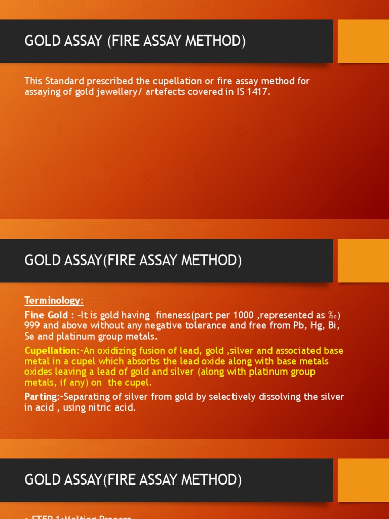 Fire Assay Method for Gold Analysis | PDF | Science & Mathematics