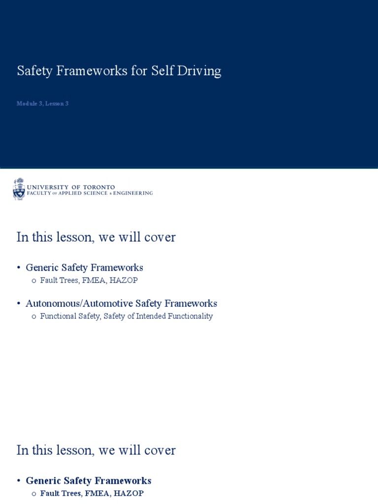 05 - Lesson 3 Safety Frameworks For Self Driving - C1M3L3 - Safety ...