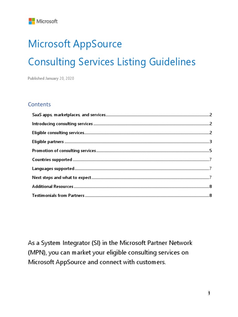Microsoft AppSource Partner Listing Guidelines PDF | PDF