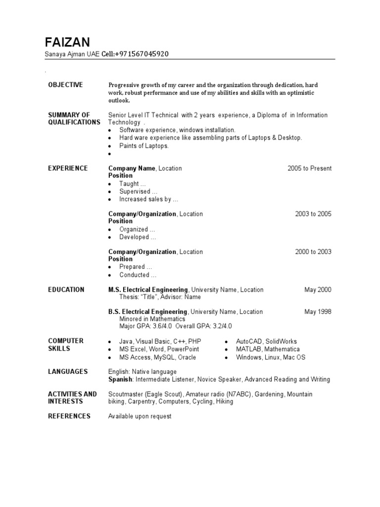 Resume-Template Table | PDF | Career & Growth