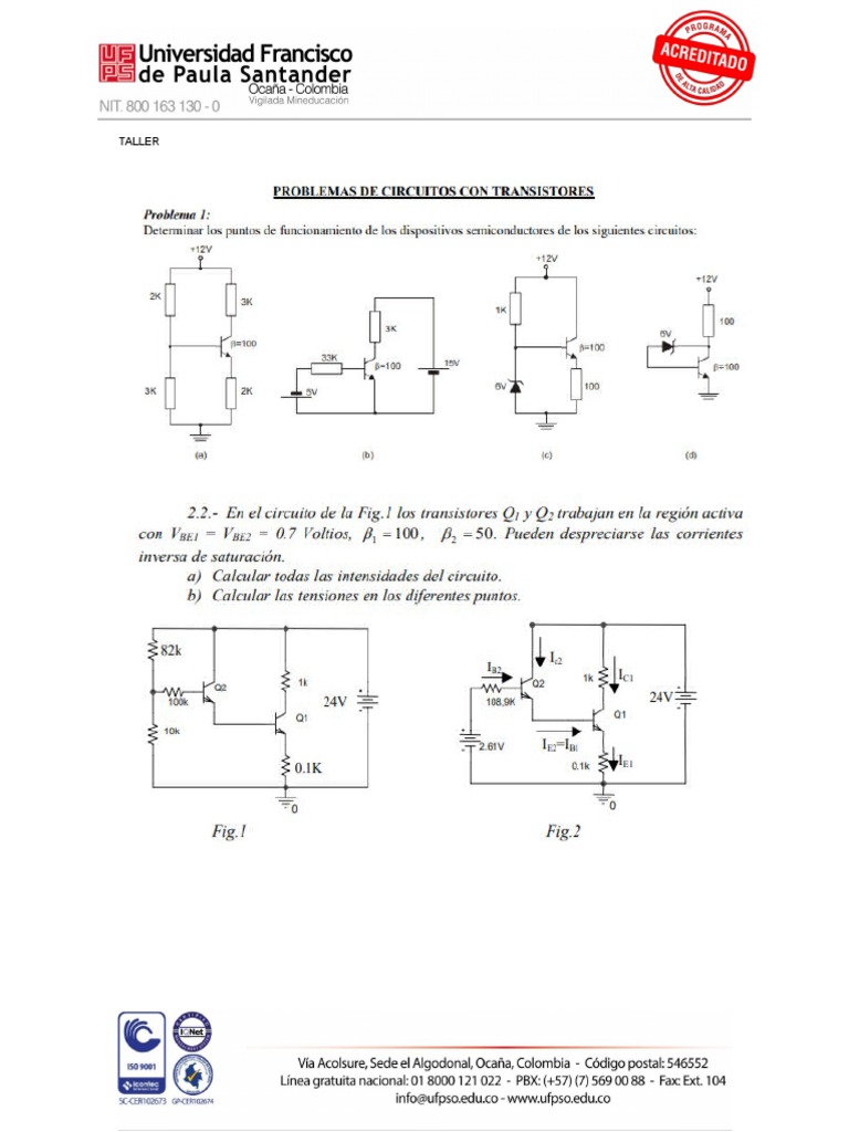 Ejercicios de Transistores | PDF
