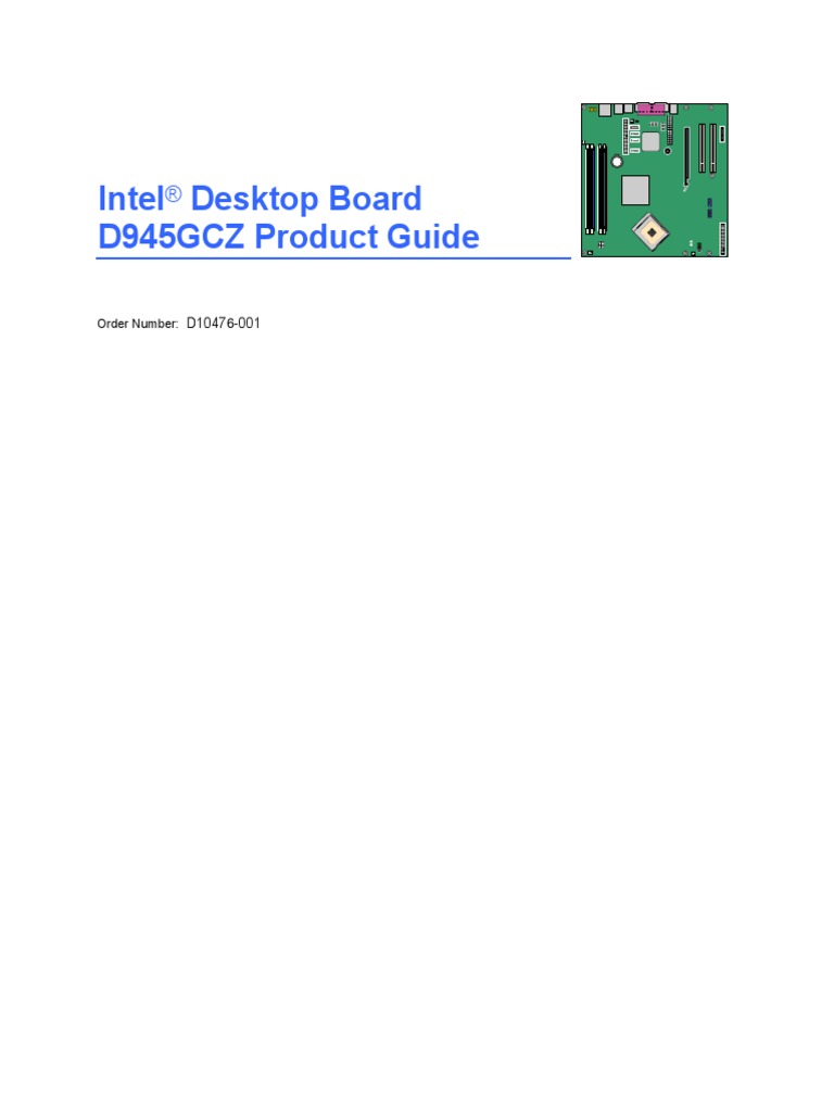 Intel Desktop Board D945GCZ Product Guide: Order Number | PDF | Computers