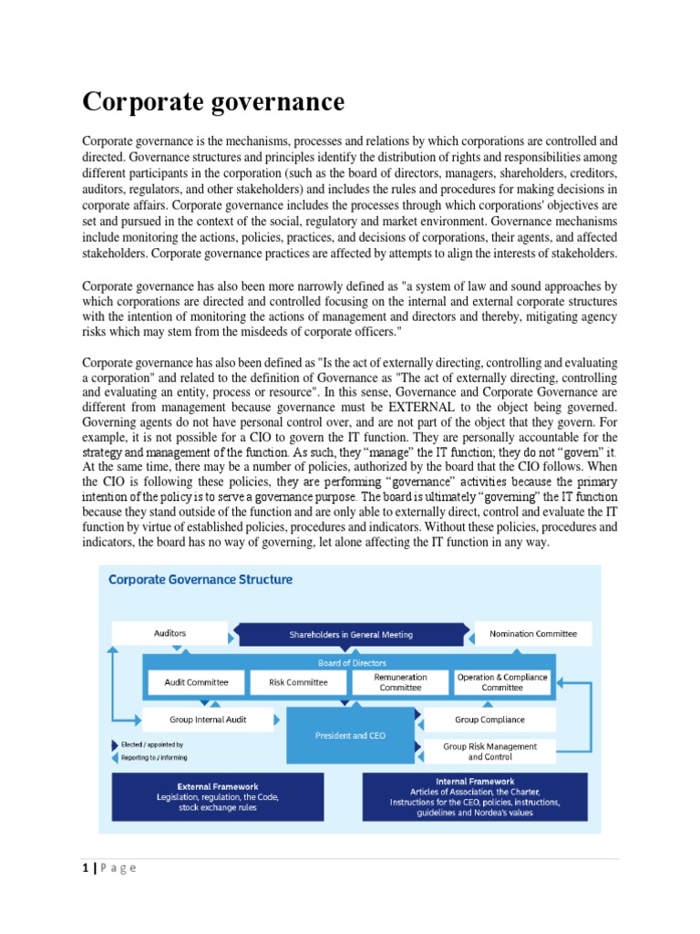 Corporate Governance Principles and Practices | PDF | Corporate ...