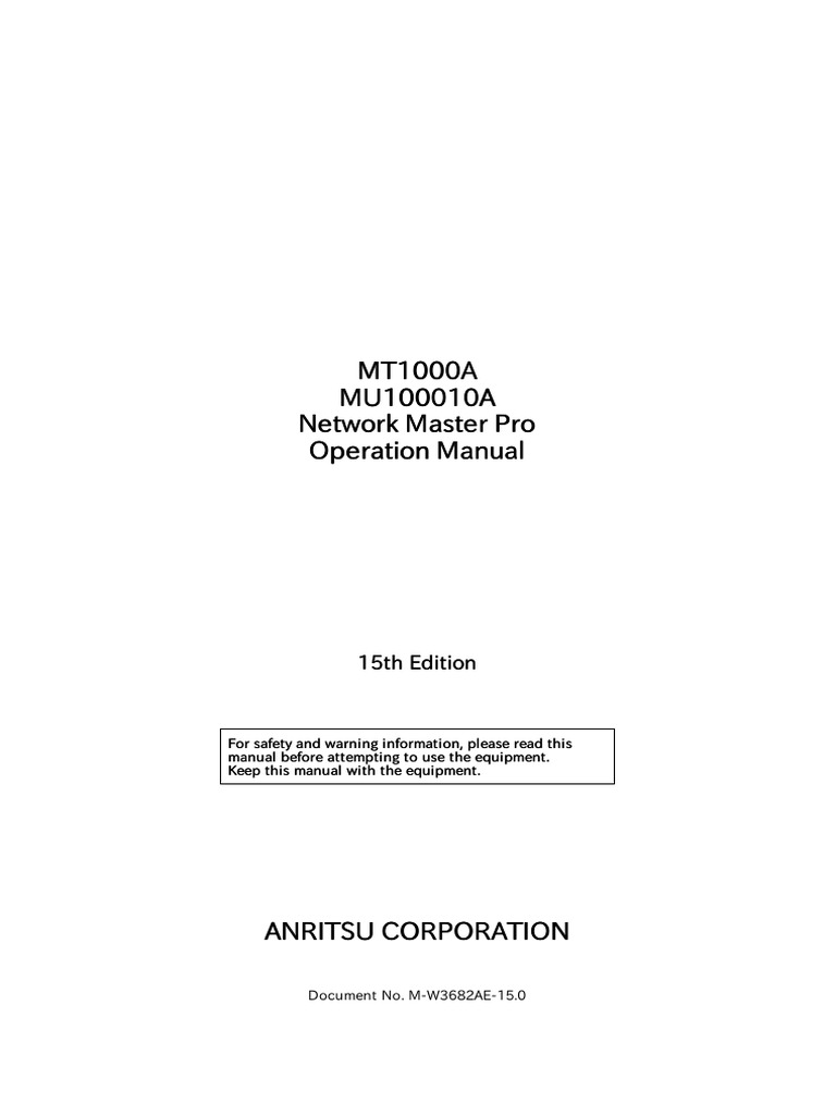 MT1000A Operation Manual English 15 0 PDF | PDF