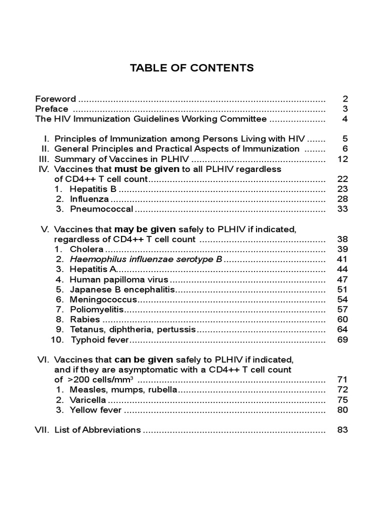 HIV GUIDELINES Contents | PDF