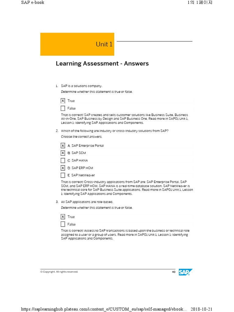 Learning Assessment - Answers: Unit 1 | PDF