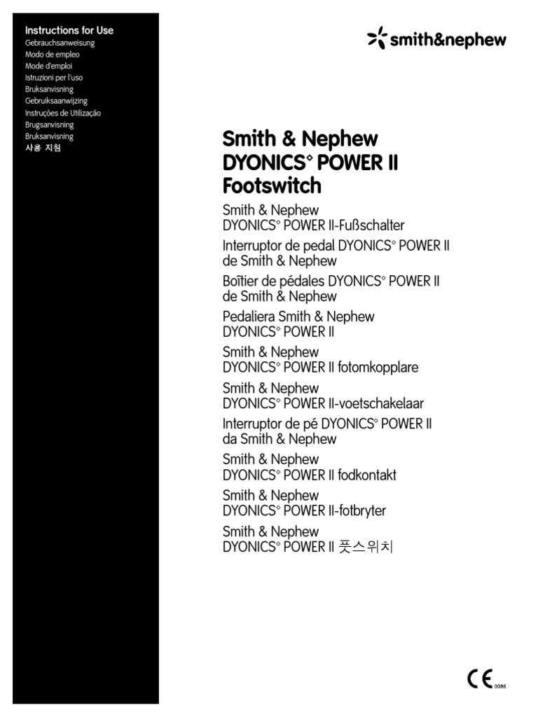 Smith & Nephew Dyonics™ Power Ii Footswitch: Instructions For Use | PDF ...
