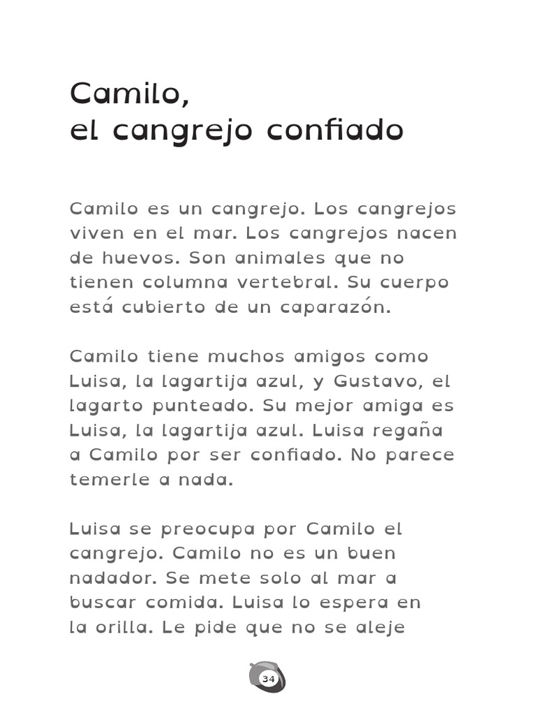 Camilo, El Cangrejo Confiado | PDF