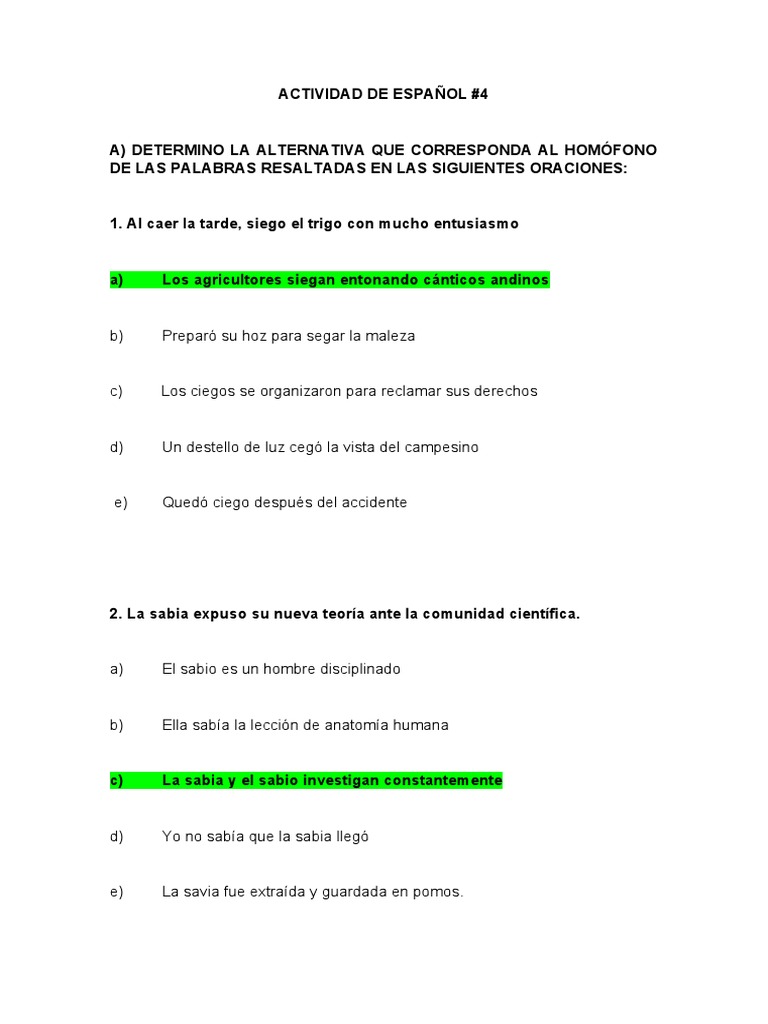 Actividad de Español #4 | PDF