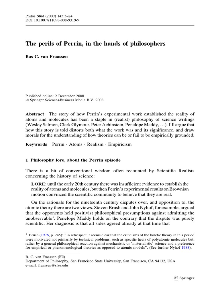 Perrin's Brownian motion experiments and their philosophical ...