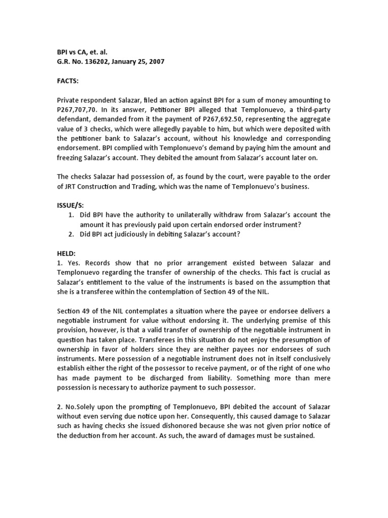 BPI Vs CA Et Al | PDF