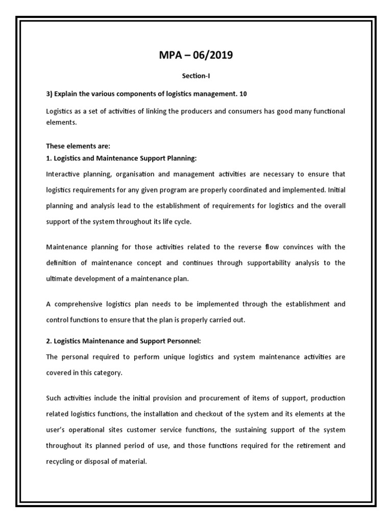 Components of Logistics Management | PDF | Technology & Engineering