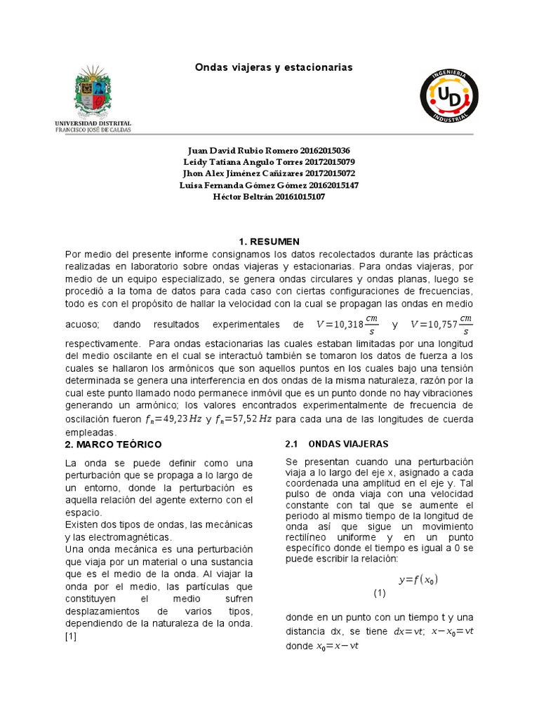 Ondas Viajeras y Estacionarias | PDF | Longitud de onda | Olas