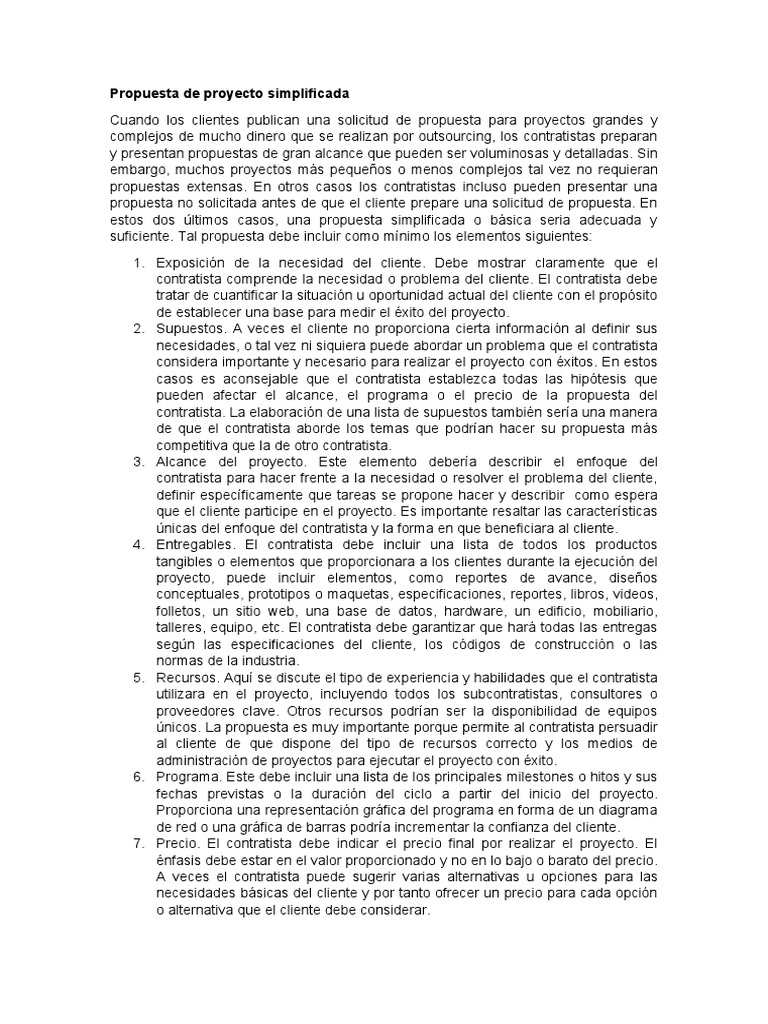 Propuesta de Proyecto Simplificada | PDF