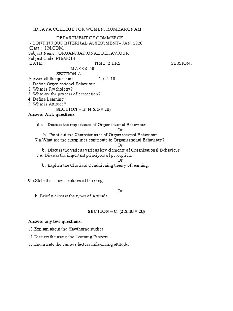 Section B 4 X 5 20 Answer ALL Questions PDF