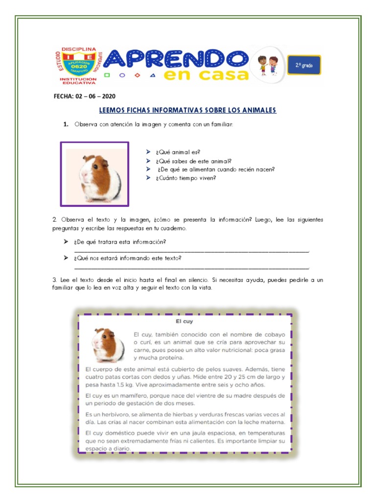 LEEMOS FICHAS INFORMATIVAS SOBRE LOS ANIMALES 02-06-2020 Corregido | PDF