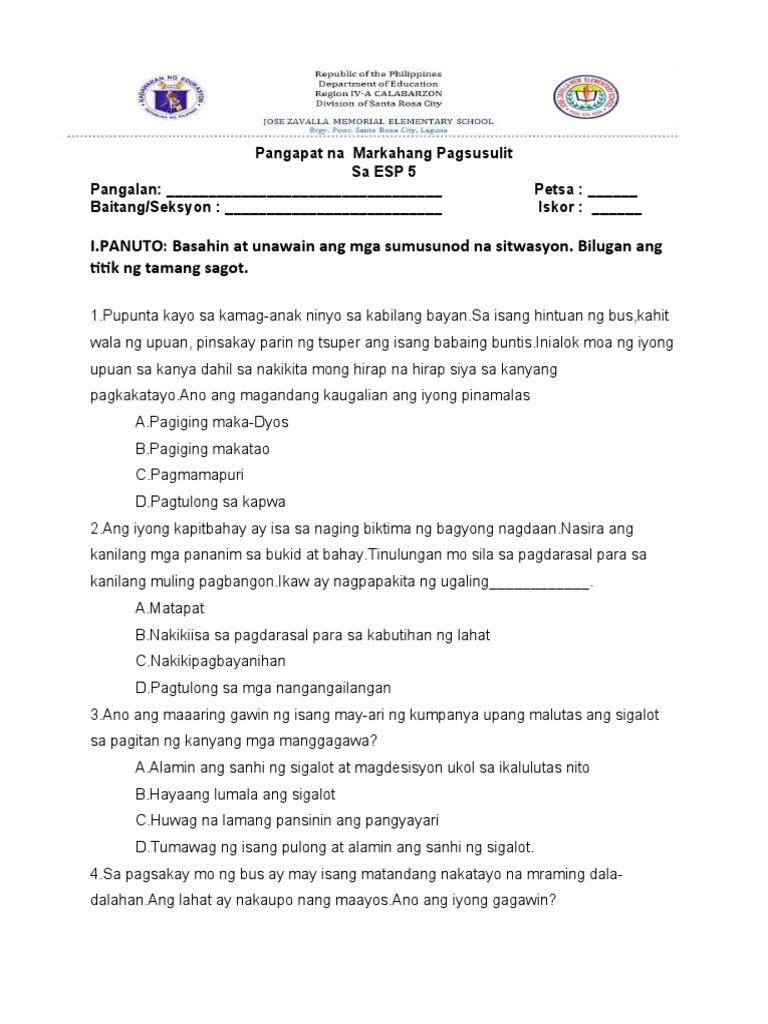 PT - Esp 5 - Q4 | PDF