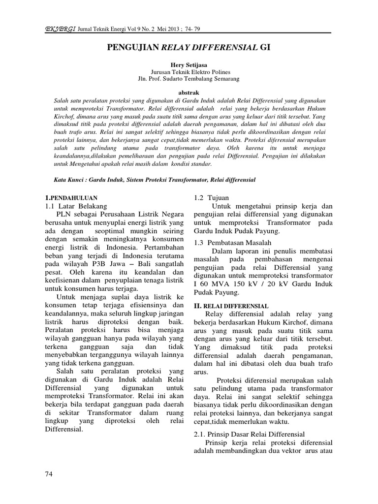 Pengujian Relay Differensial Gi PDF | PDF | Sains & Matematika