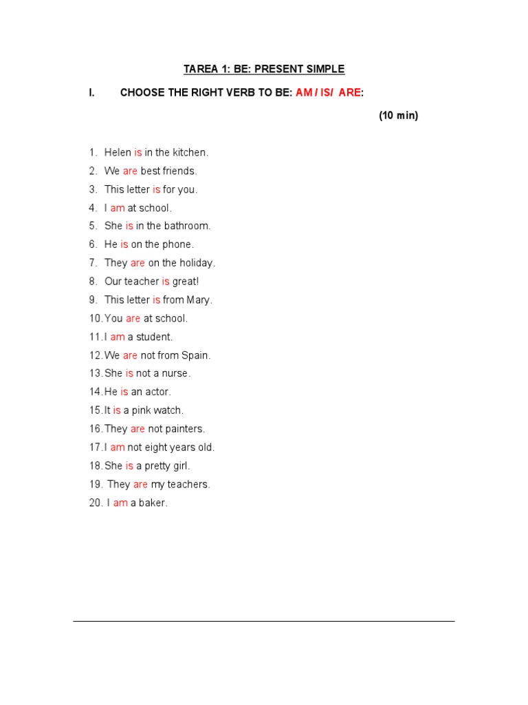 Practica 1-Be-Present Simple | PDF