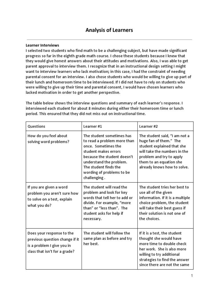 Analysis of Learners 1 | Download Free PDF | Motivation | Motivational
