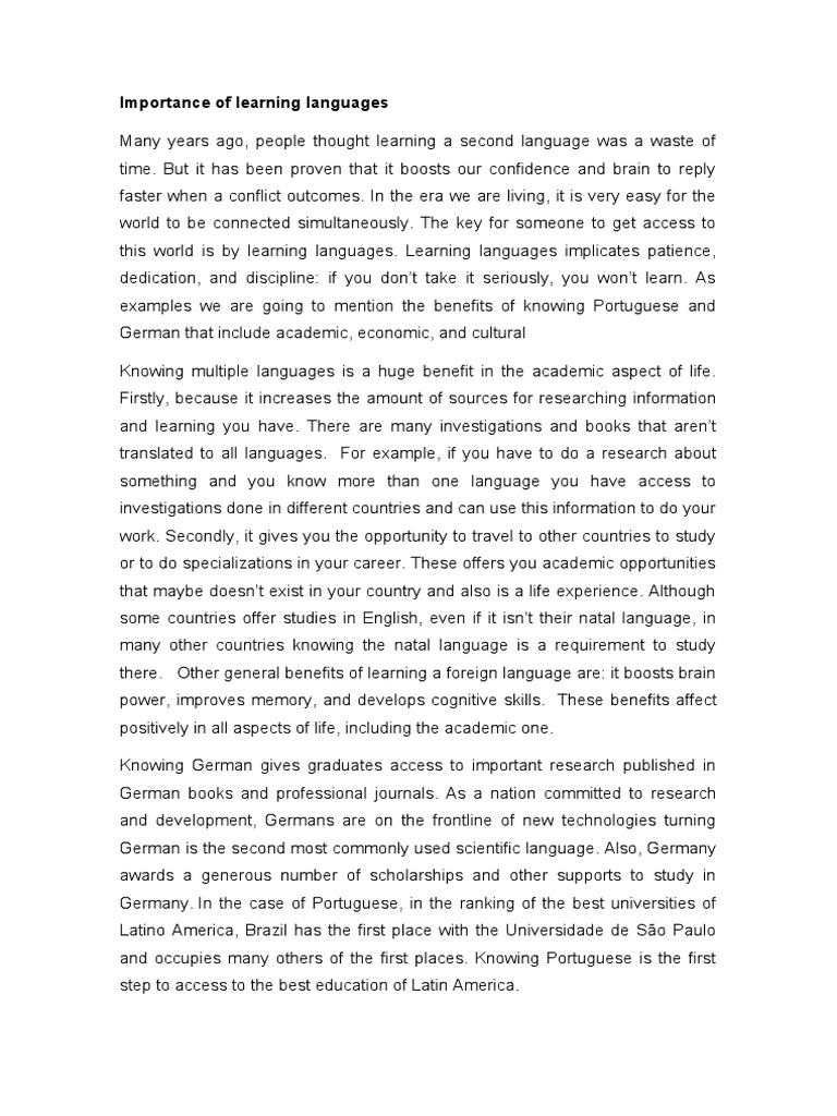 Importance of Learning Languages | PDF