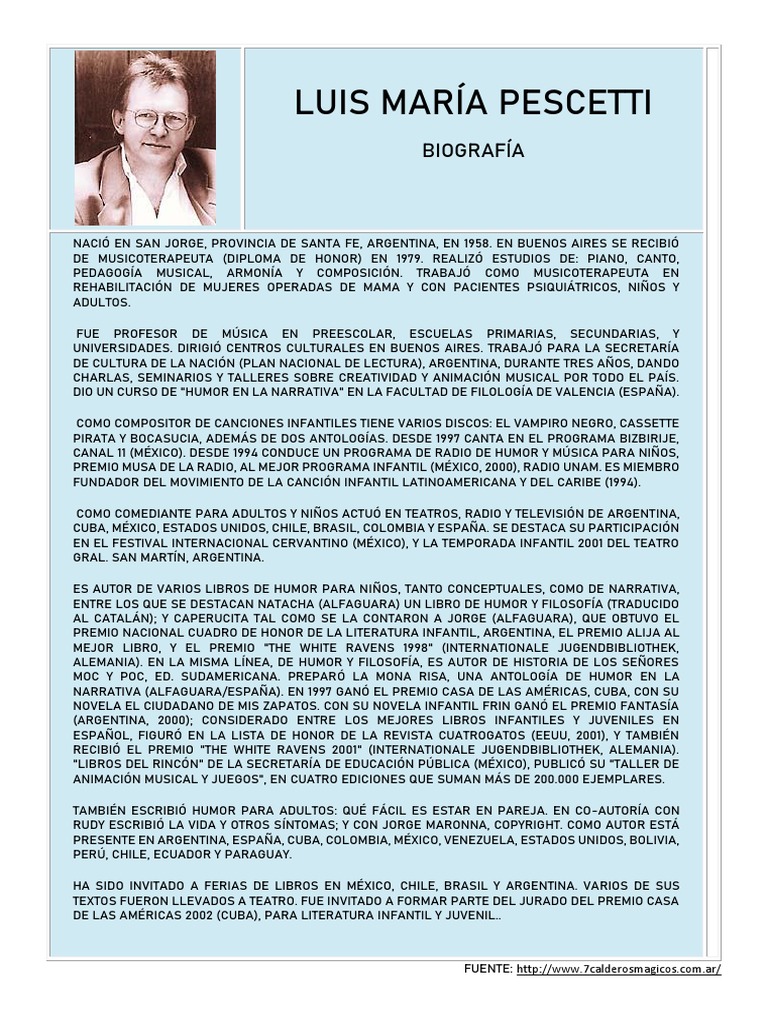 Biografía Luis María Pescetti PDF | PDF