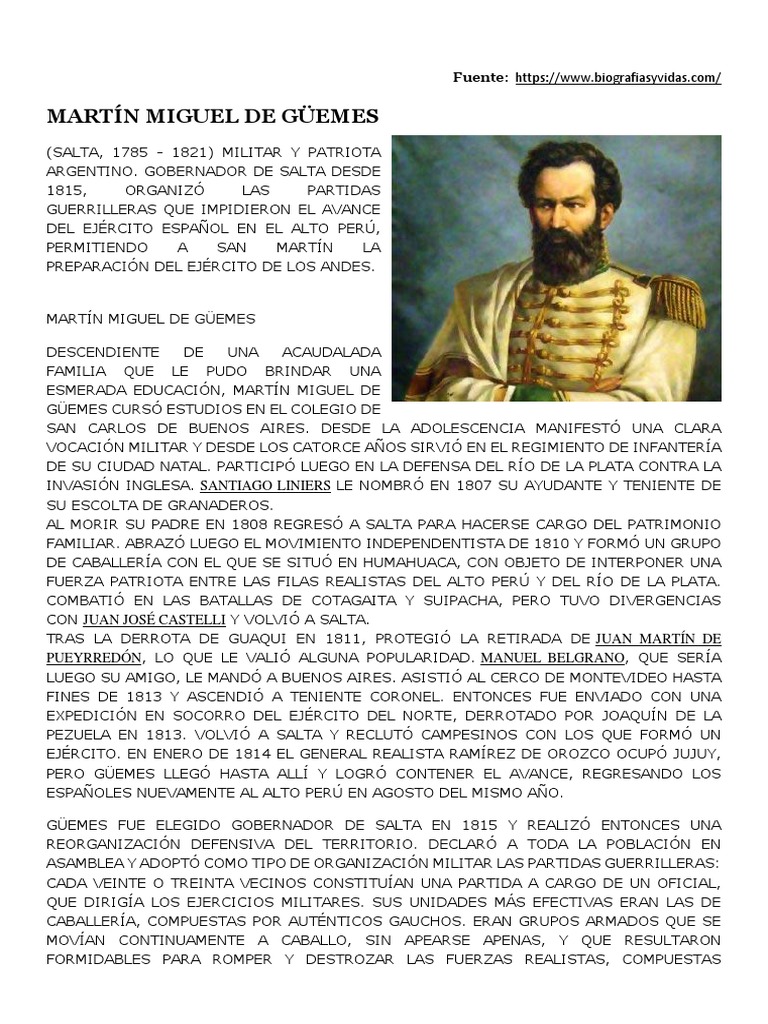 Biografía Guemes PDF | PDF