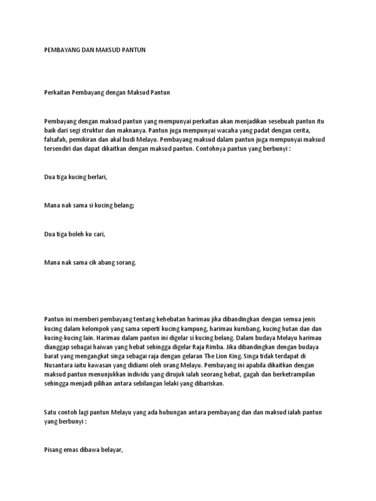 Pembayang Dan Maksud Pantun | PDF