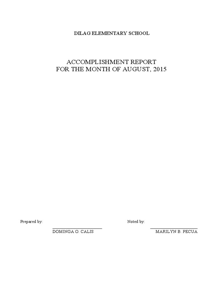 Acccomplishment Report For The Month of August | PDF