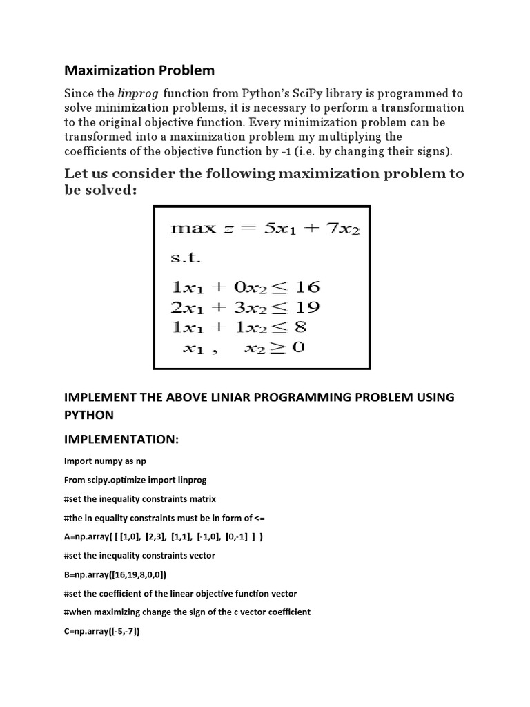 Python Linear Programming Guide | PDF | Computers | Technology ...