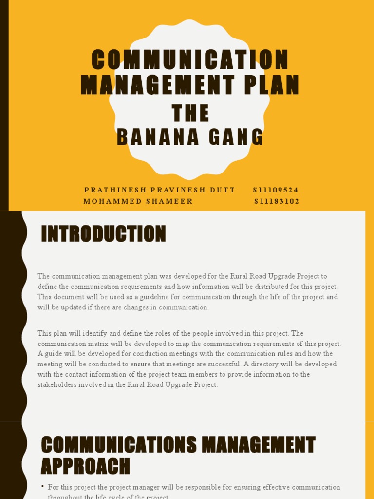 Communication Management Plan: THE Banana Gang | PDF | Information ...