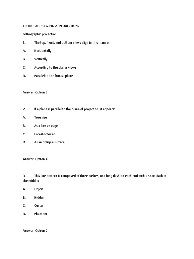 2019 Technical Drawing Exam Questions | PDF | Perspective (Graphical ...