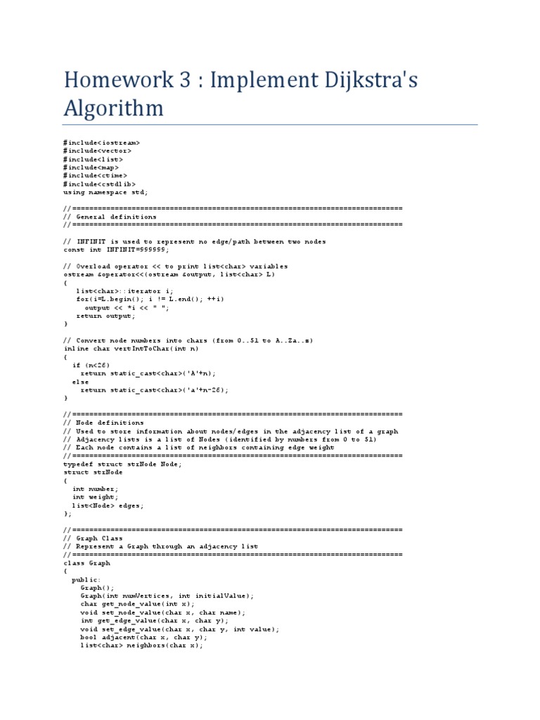 Homework 3 Implement Dijkstra S Algorithm Pdf Mathematical Relations Combinatorics