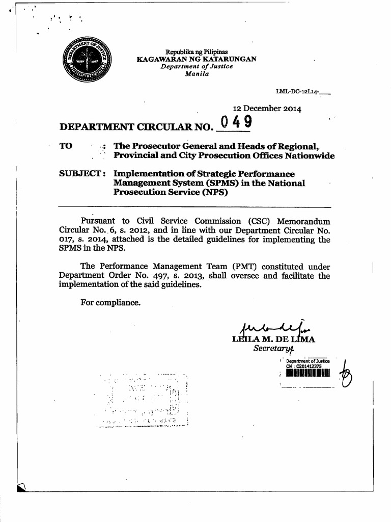 Department Circular 049, S. 2014 | PDF