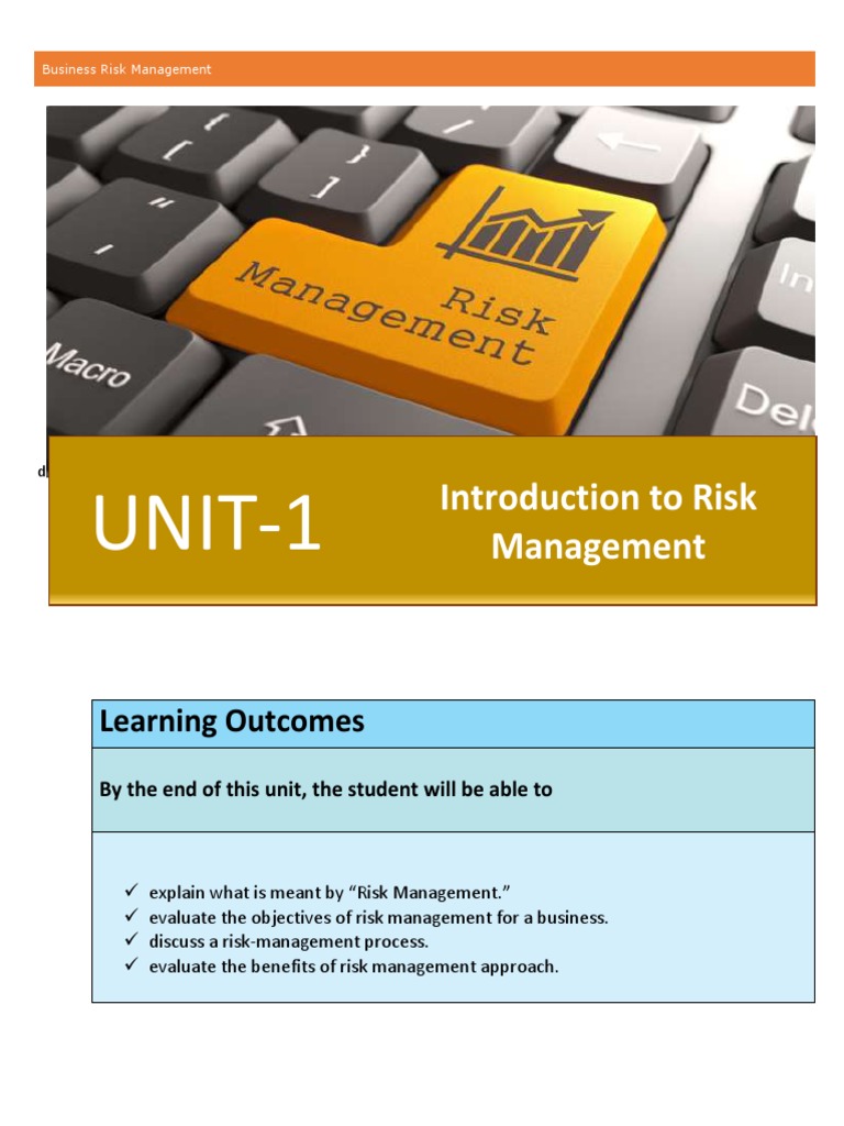 1554207837unit 1 Introduction To The Risk Management | PDF