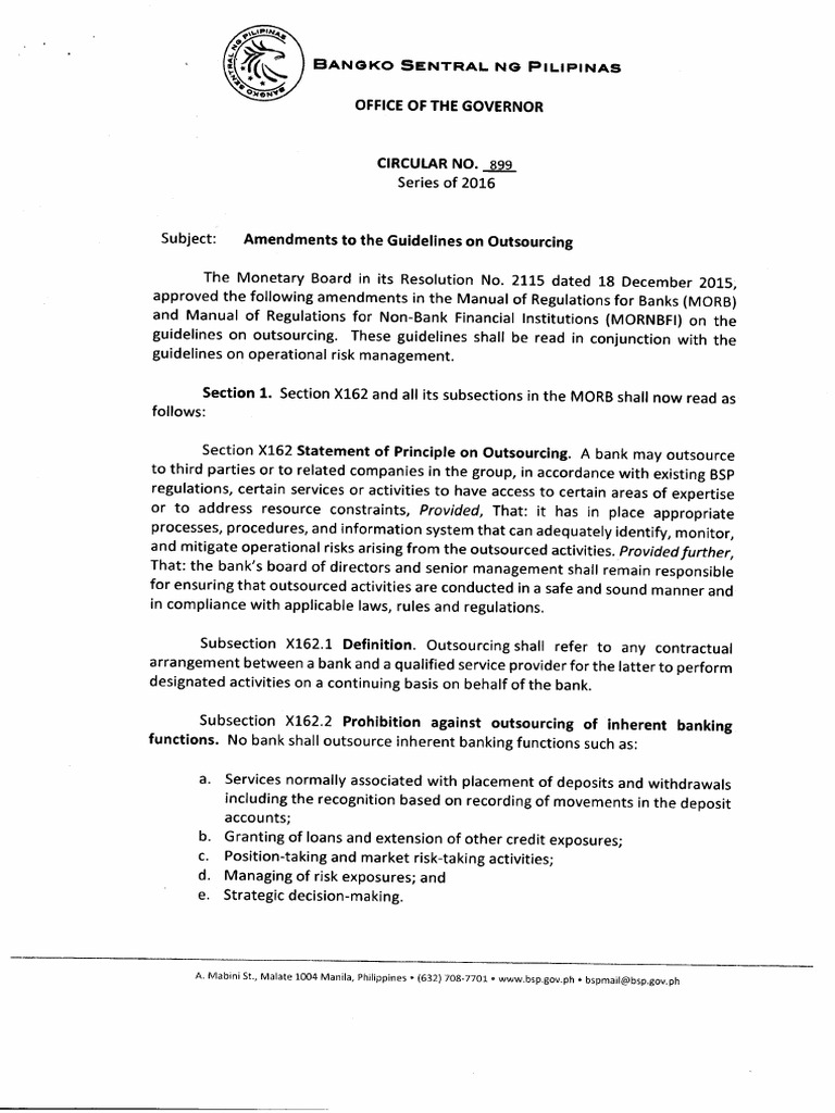 BSP Circular 899 PDF | PDF