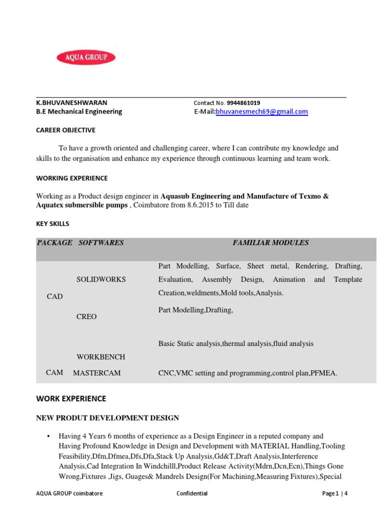 K.Bhuvaneshwaran B.E Mechanical Engineering Career Objective | PDF | Business | Computers