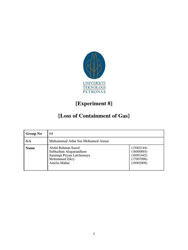 Exp 8 - Loss of Containment of Gas | PDF