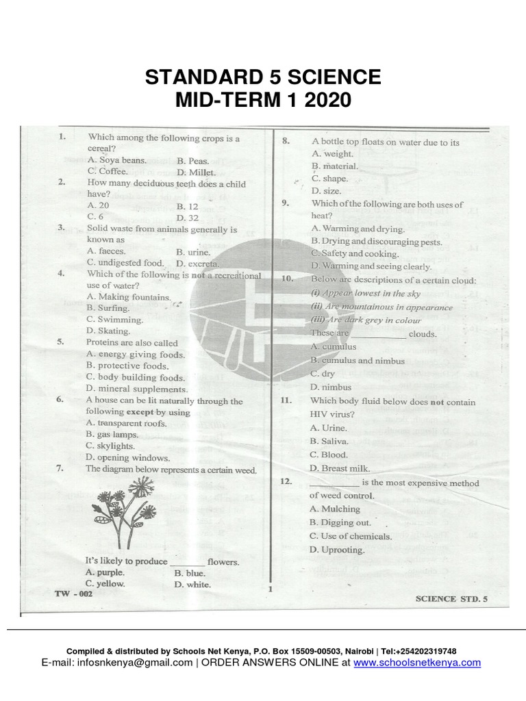 Standard 5 Science Mid-Term 2020 | PDF | Career & Growth