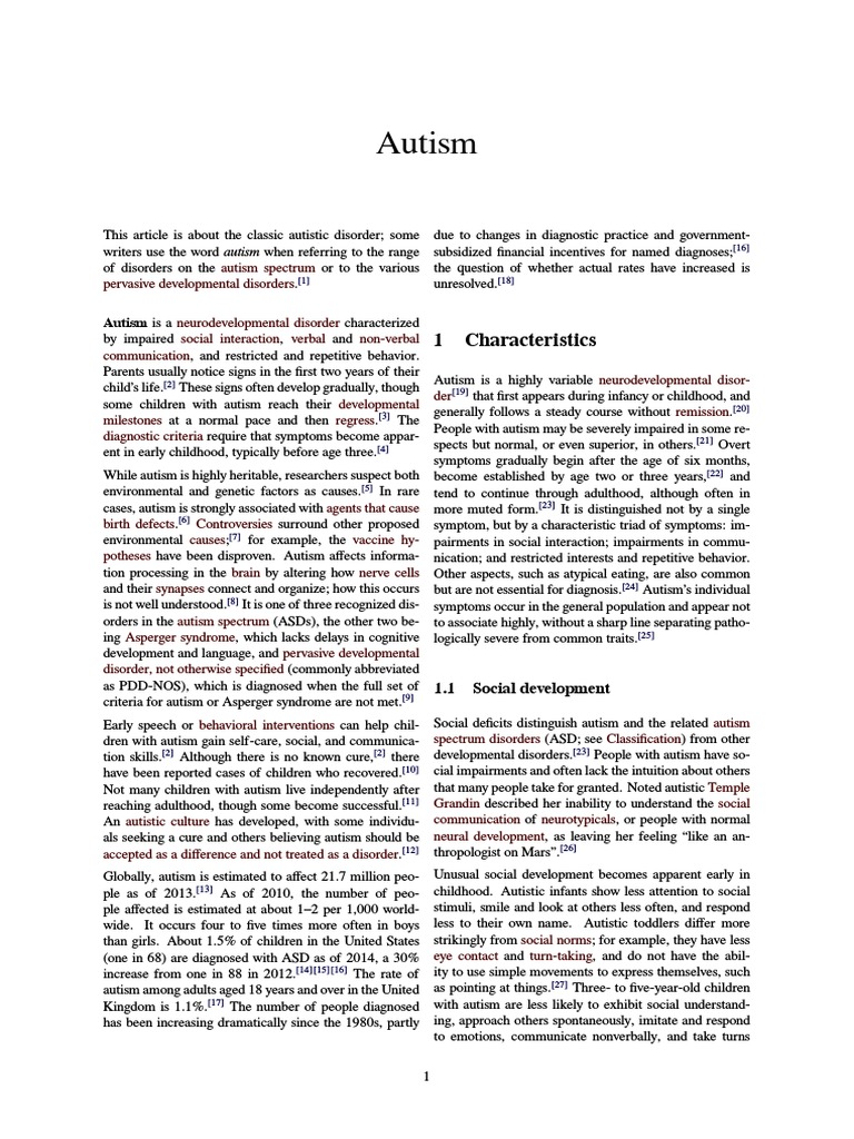 Autism PDF | PDF | Autism | Pervasive Developmental Disorders