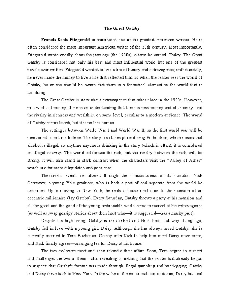 The Great Gatsby Francis Scott Fitzgerald Is Considered One of The ...
